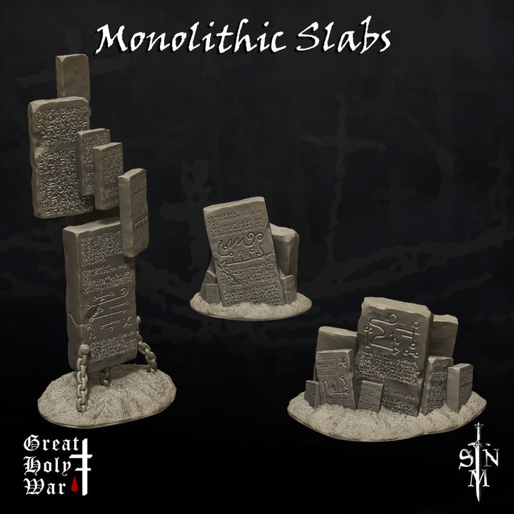 3D Printable Great Holy War: Monolithic Slabs by Sir Nicholas Miniatures