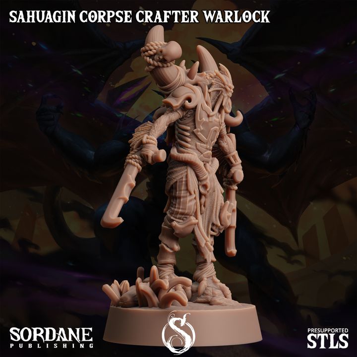 3D Printable Sahuagin Corpse Crafter Warlock by Sordane Publishing