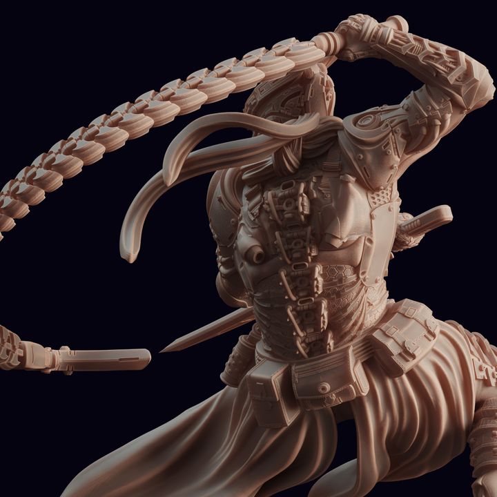 3D Printable Cyberpunk Cyborg Ninja - Yusuke "Inari" Akazawa (Diorama ...