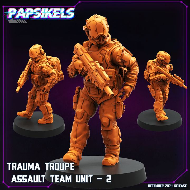 3D Printable TRAUMA TROUPE ASSAULT TEAM UNITS by PAPSIKELS MINIATURES
