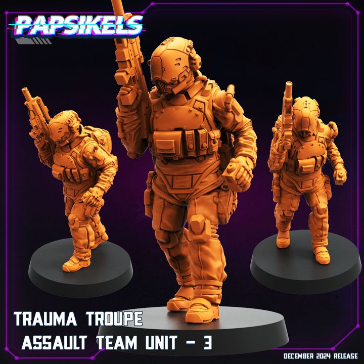 3D Printable TRAUMA TROUPE ASSAULT TEAM UNITS by PAPSIKELS MINIATURES