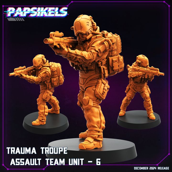 3D Printable TRAUMA TROUPE ASSAULT TEAM UNITS by PAPSIKELS MINIATURES