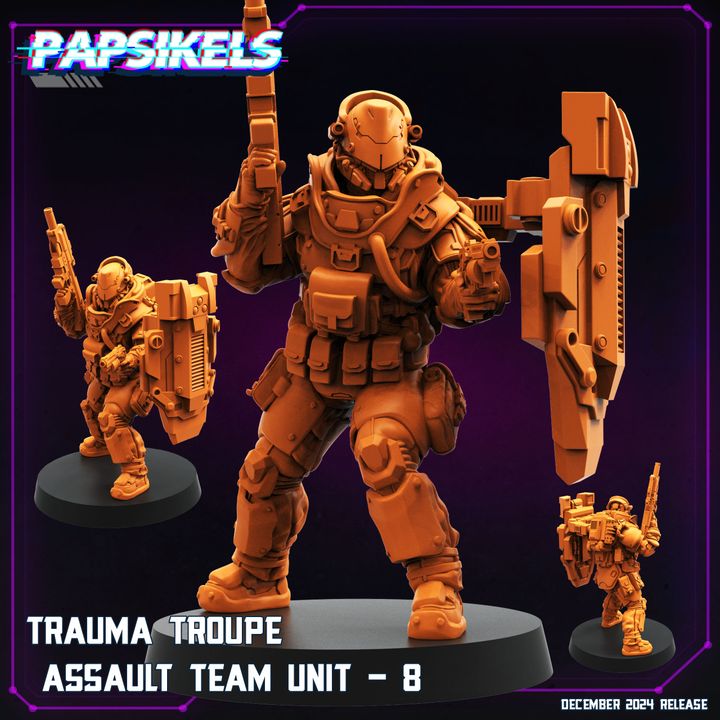 3D Printable TRAUMA TROUPE ASSAULT TEAM UNITS by PAPSIKELS MINIATURES