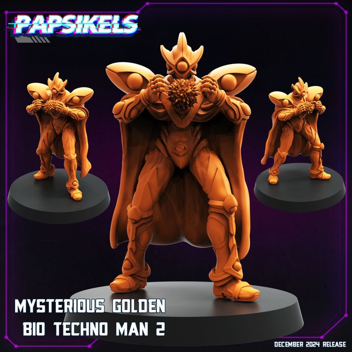 3D Printable MYSTERIOUS GOLDEN BIO TECHNO MAN by PAPSIKELS MINIATURES