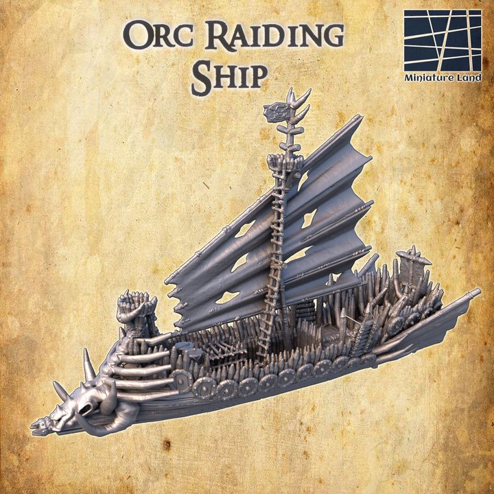 3D Printable Orc Raiding Ship - Tabletop Terrain - 28 MM by MiniatureLand