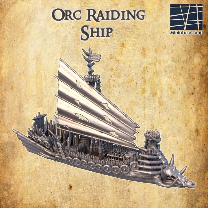 3D Printable Orc Raiding Ship - Tabletop Terrain - 28 MM by MiniatureLand