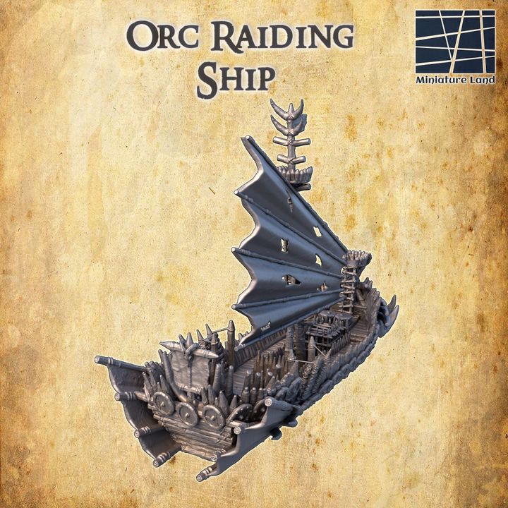 3D Printable Orc Raiding Ship - Tabletop Terrain - 28 MM by MiniatureLand