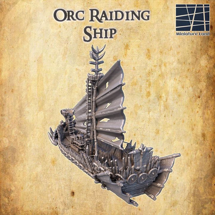 3D Printable Orc Raiding Ship - Tabletop Terrain - 28 MM by MiniatureLand