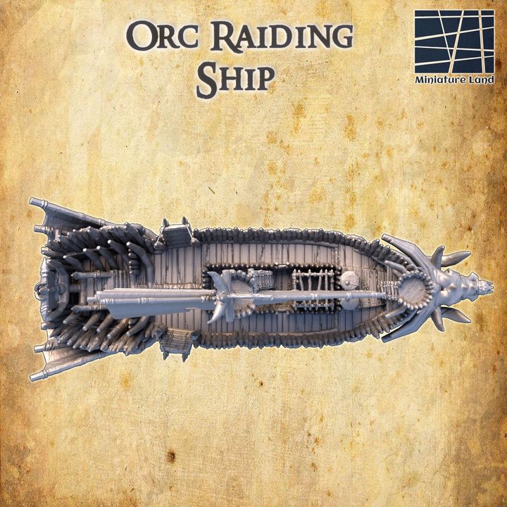 3D Printable Orc Raiding Ship - Tabletop Terrain - 28 MM by MiniatureLand