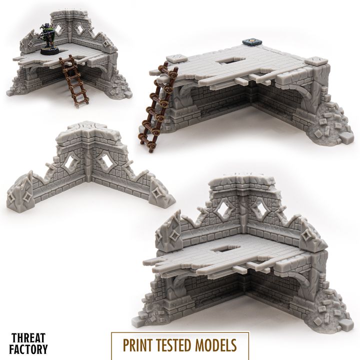3D Printable Ruined Buildings set by Threat Factory