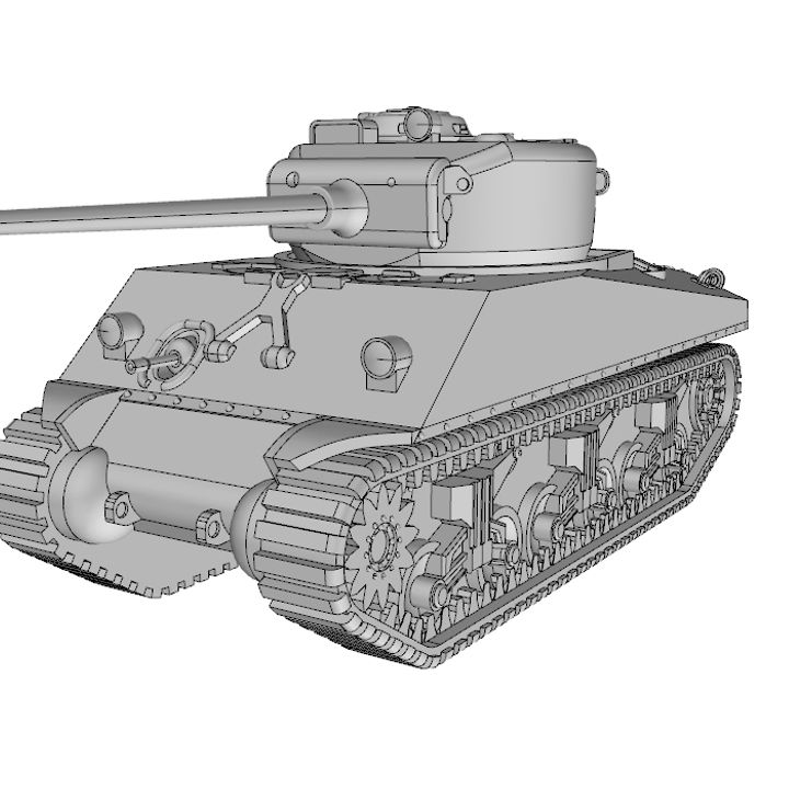 3D Printable Medium tank Sherman M4A2(76)W (US, WW2) by Wargame3d