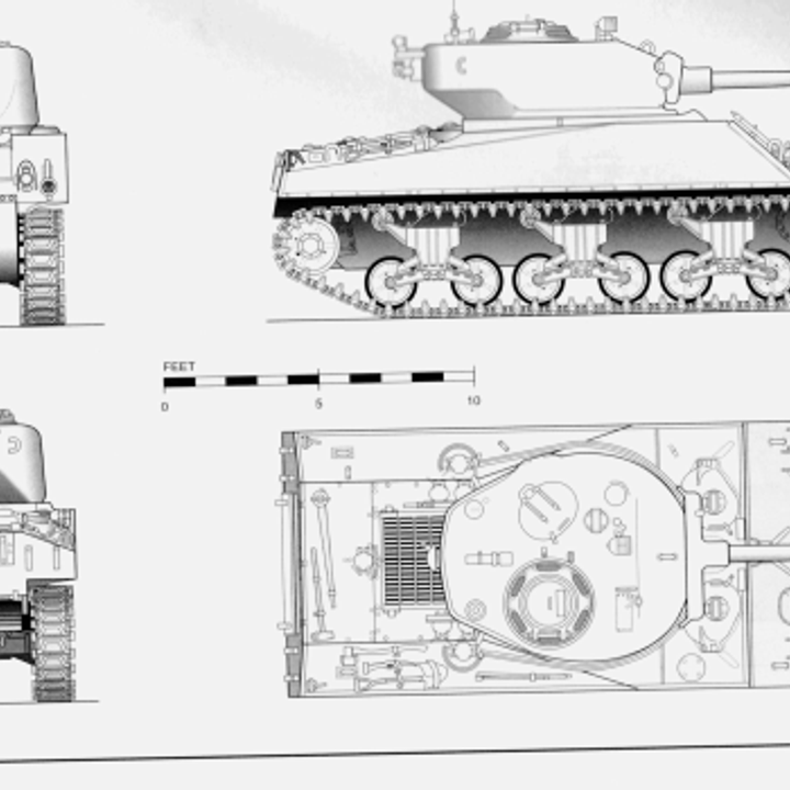 3D Printable Medium tank Sherman M4A2(76)W (US, WW2) by Wargame3d
