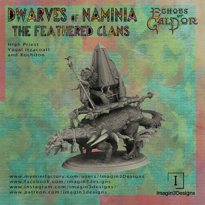 3D Printable Dwarf High Priest Yaqal Itzacoatl and Euoplocephalus ...