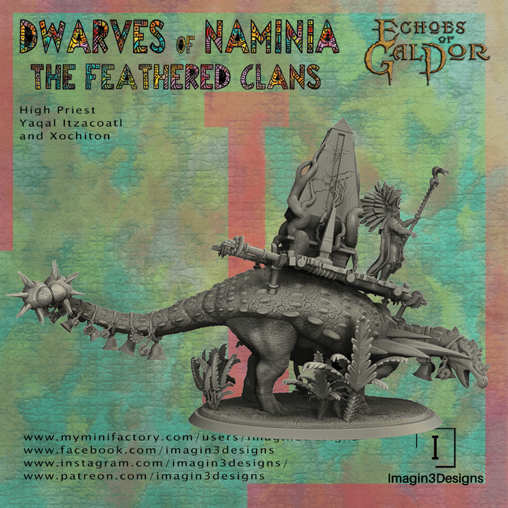 3D Printable Dwarf High Priest Yaqal Itzacoatl and Euoplocephalus ...