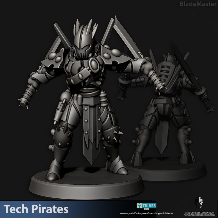 3D Printable Hunters - Tech Pirates - 28mm by Edge Miniatures