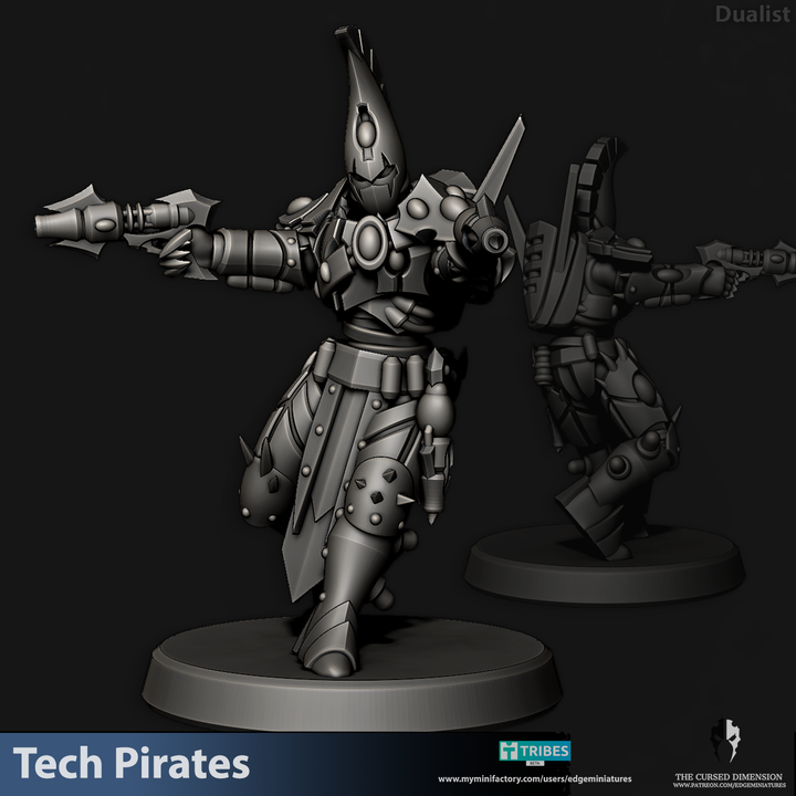 3D Printable Hunters - Tech Pirates - 28mm by Edge Miniatures