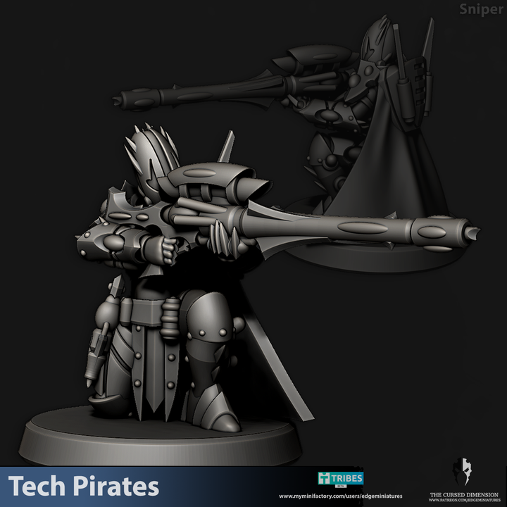 3D Printable Hunters - Tech Pirates - 28mm by Edge Miniatures