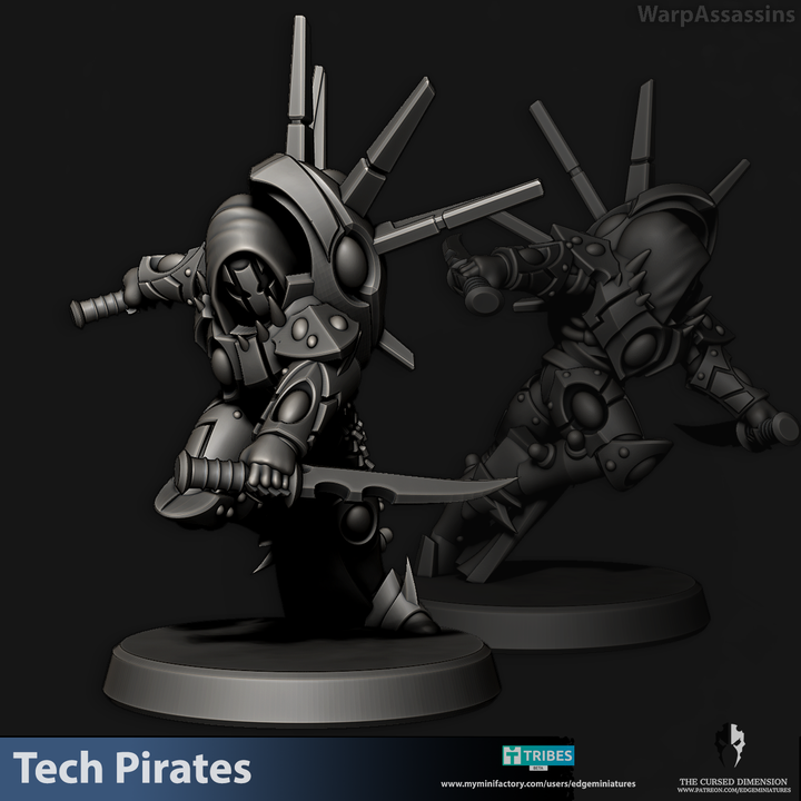 3D Printable Hunters - Tech Pirates - 28mm by Edge Miniatures