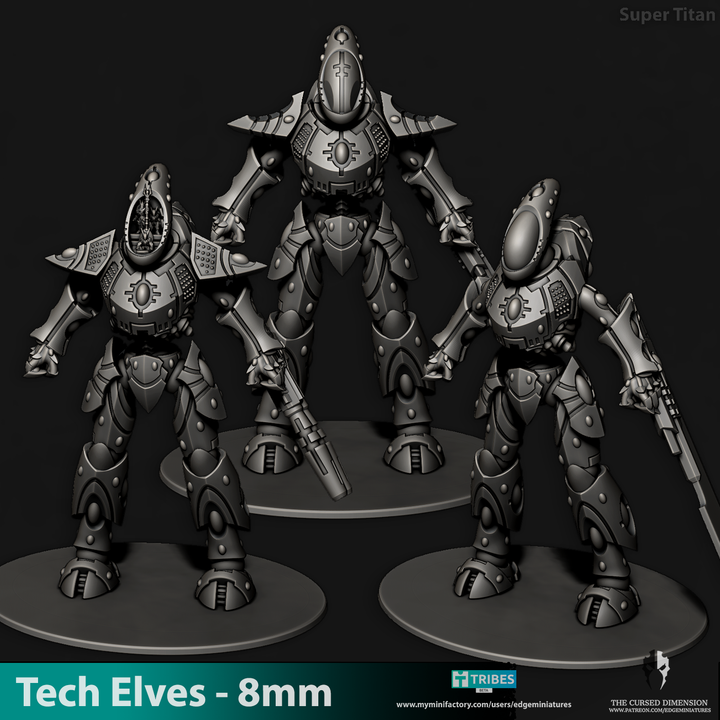 3D Printable Super Titan - Tech Elves - 8mm by Edge Miniatures