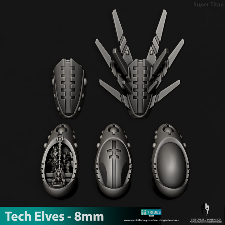 3D Printable Super Titan - Tech Elves - 8mm by Edge Miniatures