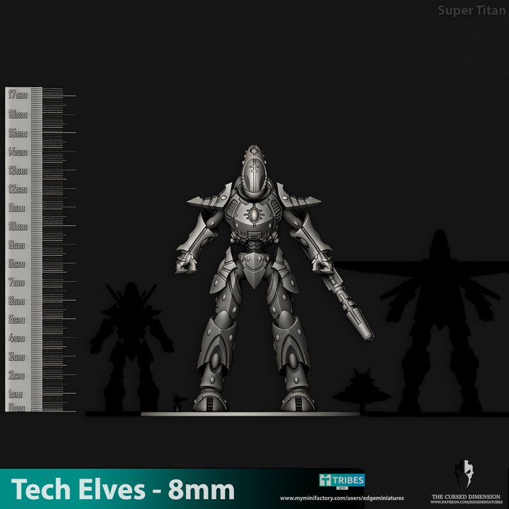 3D Printable Super Titan - Tech Elves - 8mm by Edge Miniatures