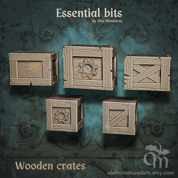 3D Printable Wooden crates by Olaf Miniatures Bits