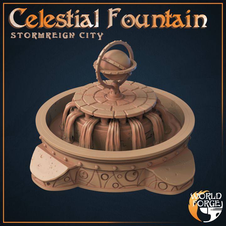 3D Printable Celestial Fountain by World Forge Miniatures