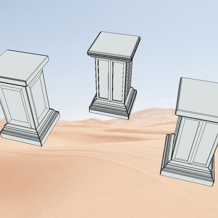 3D Printable Trio of Rectangular Art Deco Bases by david martin
