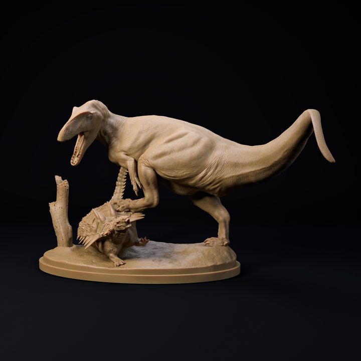 3D Printable Neovenator hunting Polachantus 1-35 scale pre-supported ...