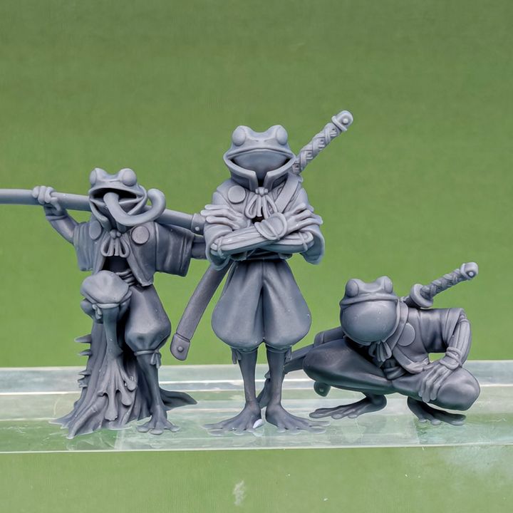 3D Printable Frog Ninja Trio - Kagero, Yamino, & Hiken, Amagaeru Ninjas ...