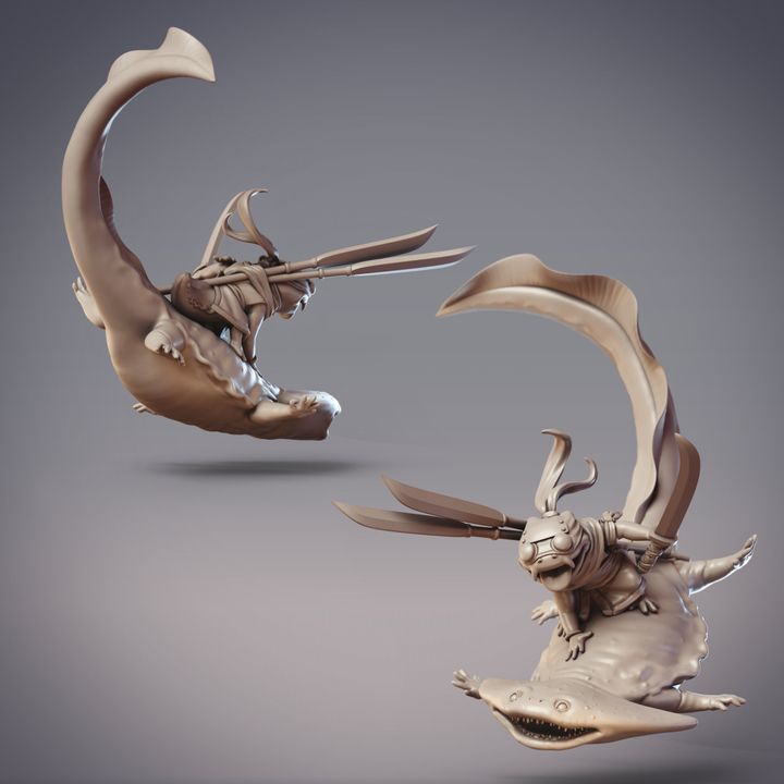 3D Printable Salamander Warrior and Mount - Hareto, Hanzaki Ninja ...