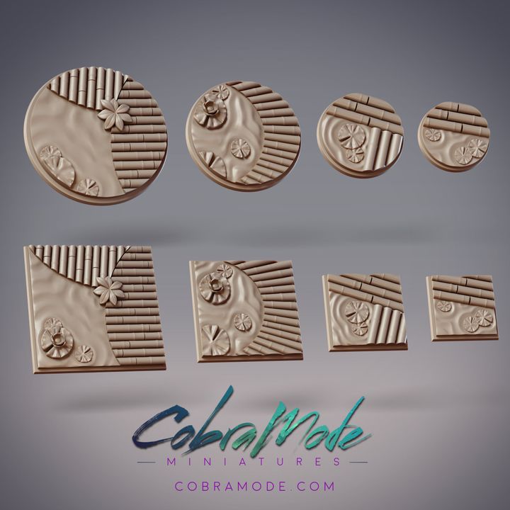 3D Printable Bamboo Dock Base Pack (8pcs) - Round and Square Versions ...