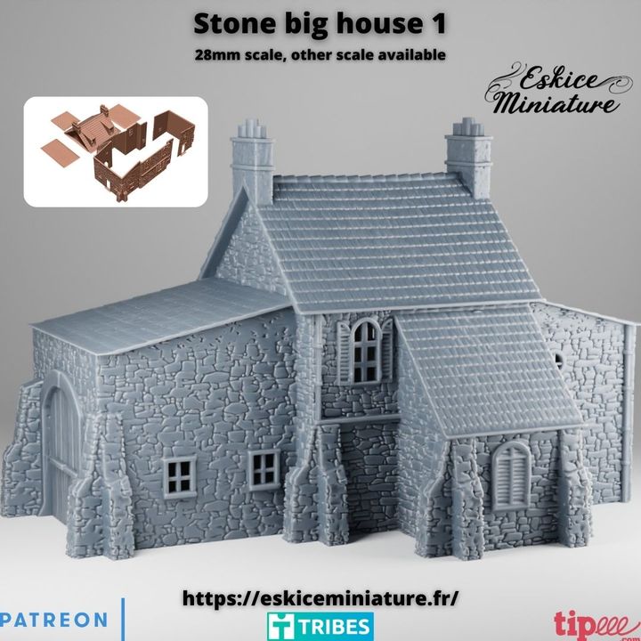 3D Printable Big stone house, FDM friendly - 28mm by Eskice Miniature ...