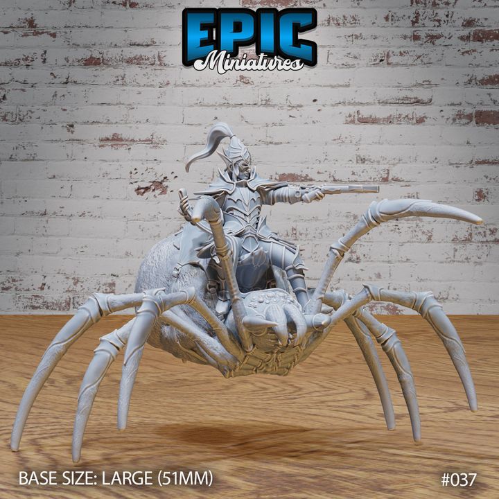 3D Printable Dark Elf Spider Rider Attacking / Elven Arachnid Warrior ...
