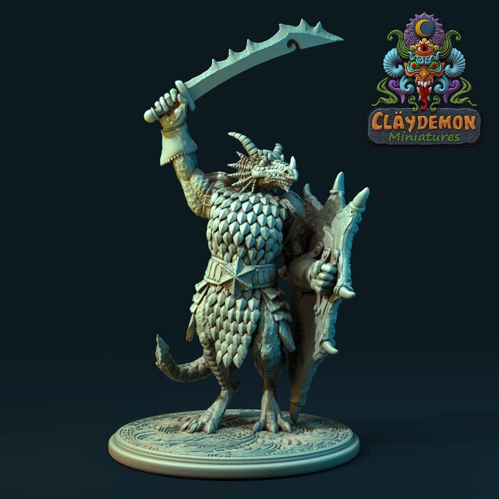 3D Printable Kozokh the dragonkin warrior by Claydemon Miniatures
