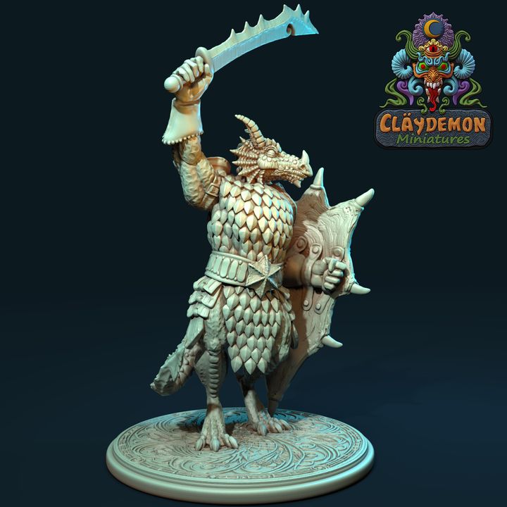3D Printable Kozokh the dragonkin warrior by Claydemon Miniatures