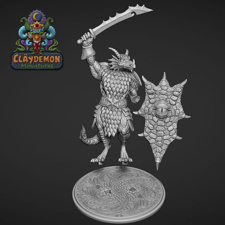 3D Printable Kozokh the dragonkin warrior by Claydemon Miniatures