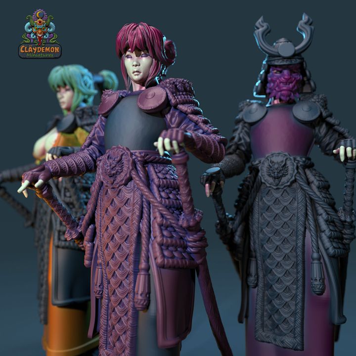 3D Printable Reiko the samurai girl by Claydemon Miniatures