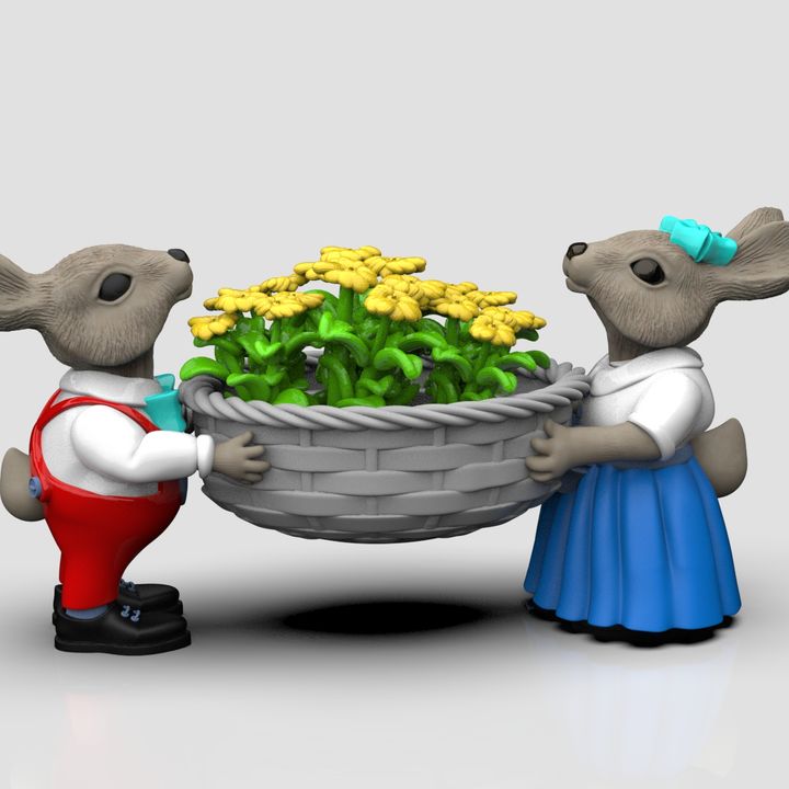 3D Printable garden rabbits by Dmitry Tishchenkov