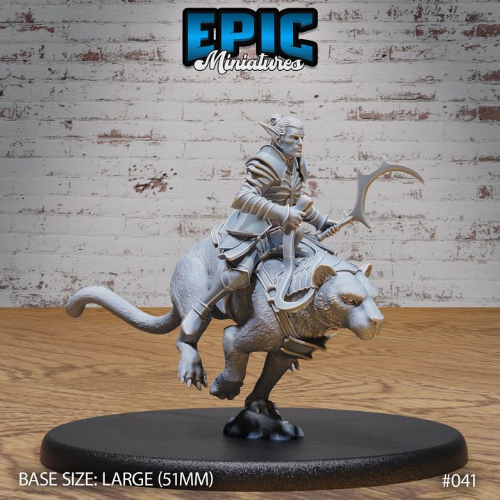 3D Printable Dark Elf Panther Rider Running / Elven Leopard Mount ...