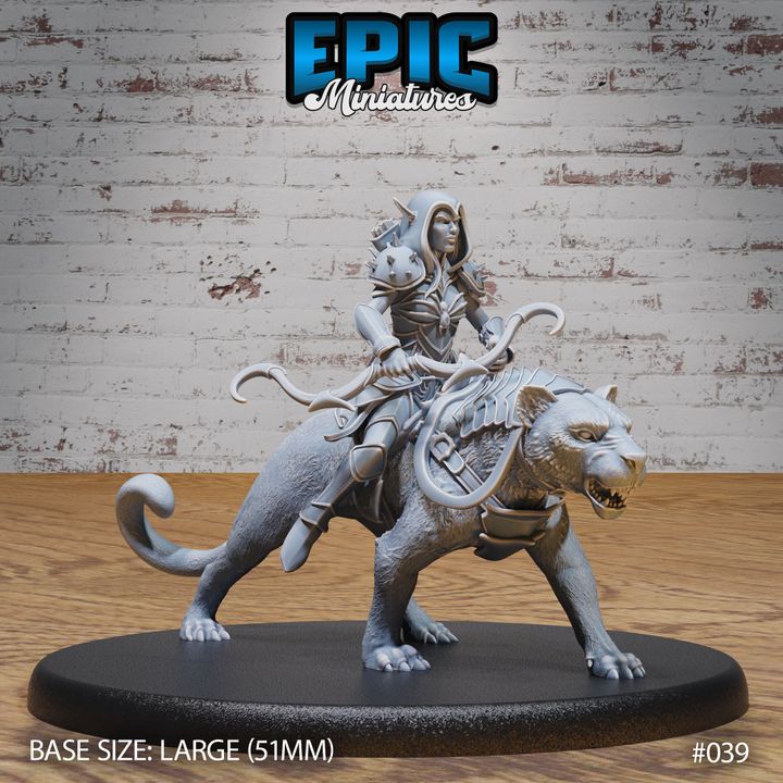 3D Printable Dark Elf Panther Rider Mount Set / Elven Leopard Warrior ...
