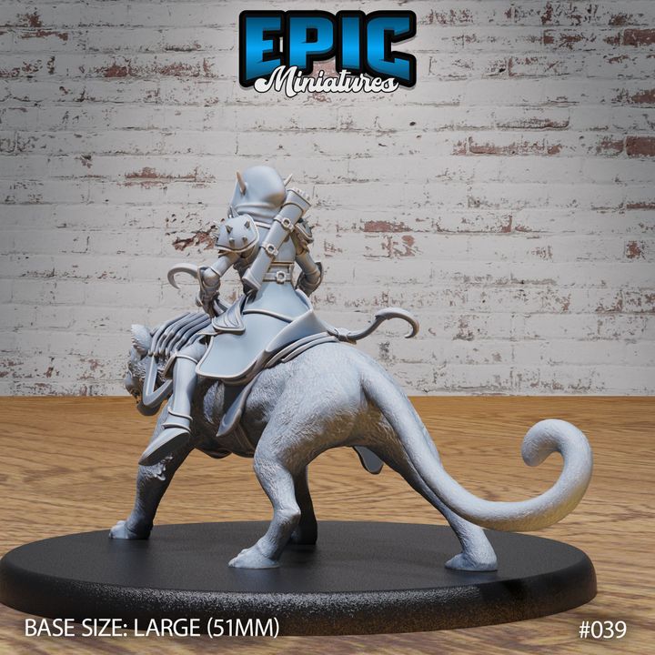3D Printable Dark Elf Panther Rider Mount Set / Elven Leopard Warrior ...
