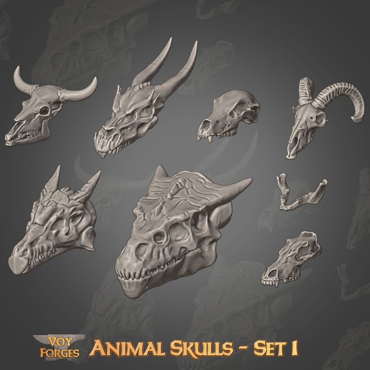 3D Printable Animal Skulls for Basing - Basing Bits by Voy Forges