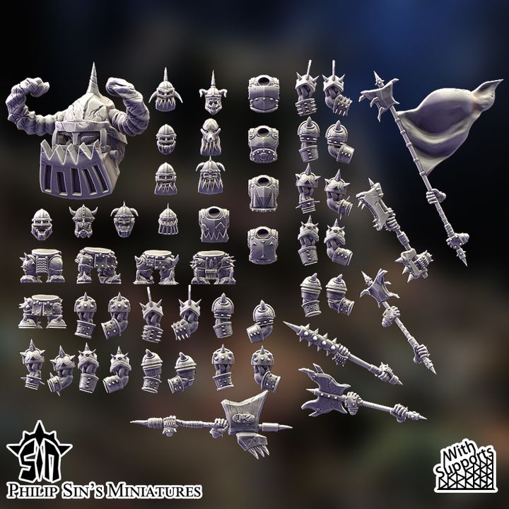 3D Printable Modular Orcs by Philip Sin's Miniatures