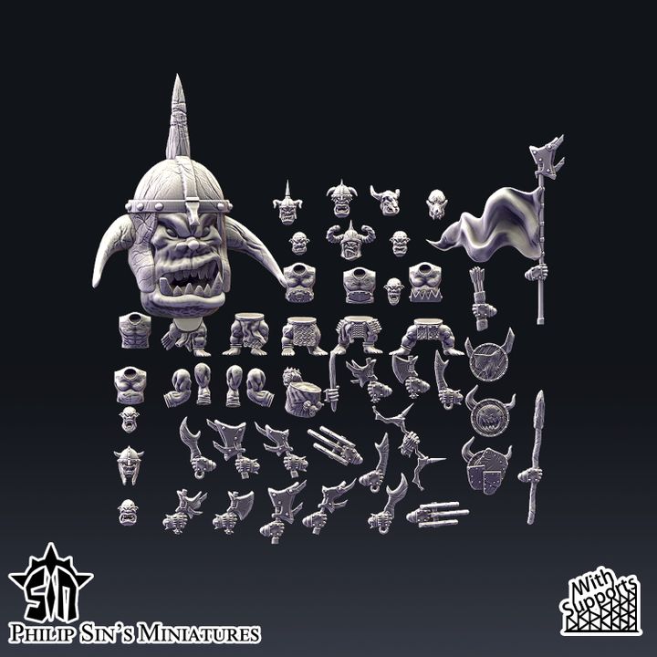 3D Printable Modular Orcs by Philip Sin's Miniatures