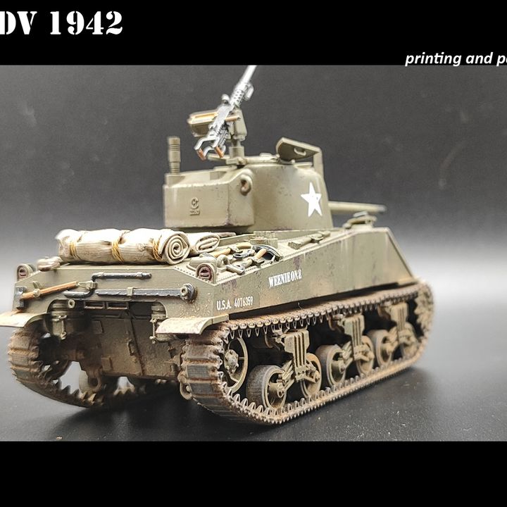 3D Printable Sherman M4 75 VVSS DV by Counlane Models