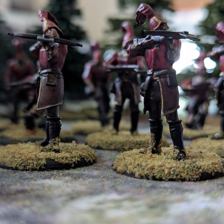 3D Printable Medieval lion crossbowmen with bannerman by Timescape ...