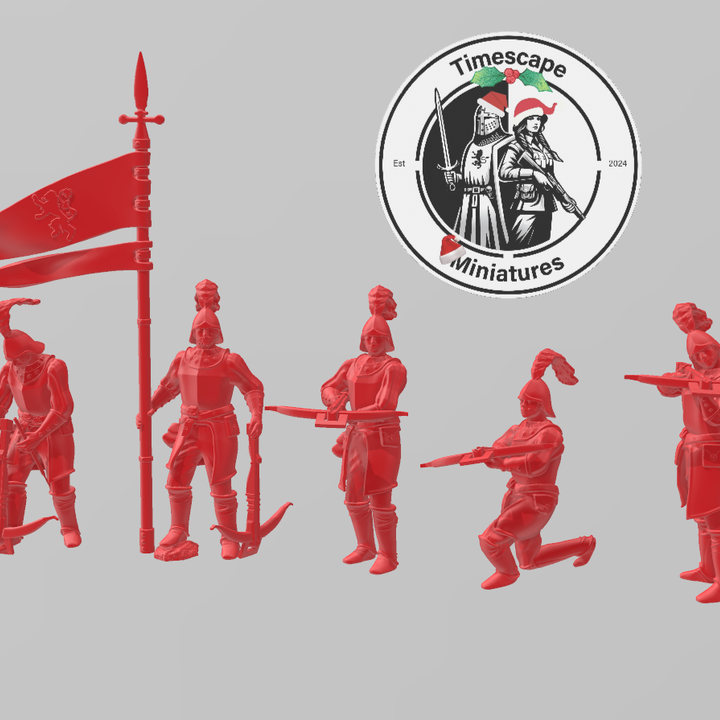 3D Printable Medieval lion crossbowmen with bannerman by Timescape ...