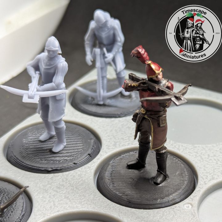 3D Printable Medieval lion crossbowmen with bannerman by Timescape ...