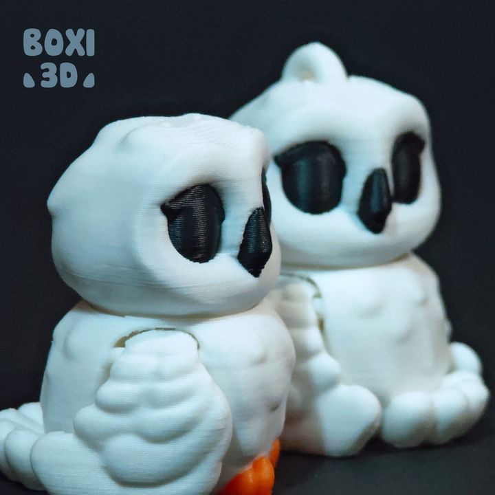 3D Printable Snowy Owl - flexi - articulated - cute - STL file for 3D ...